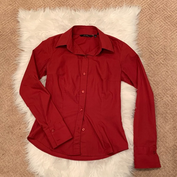 Tops | Ruby Red Button Down Shirt | Poshmark